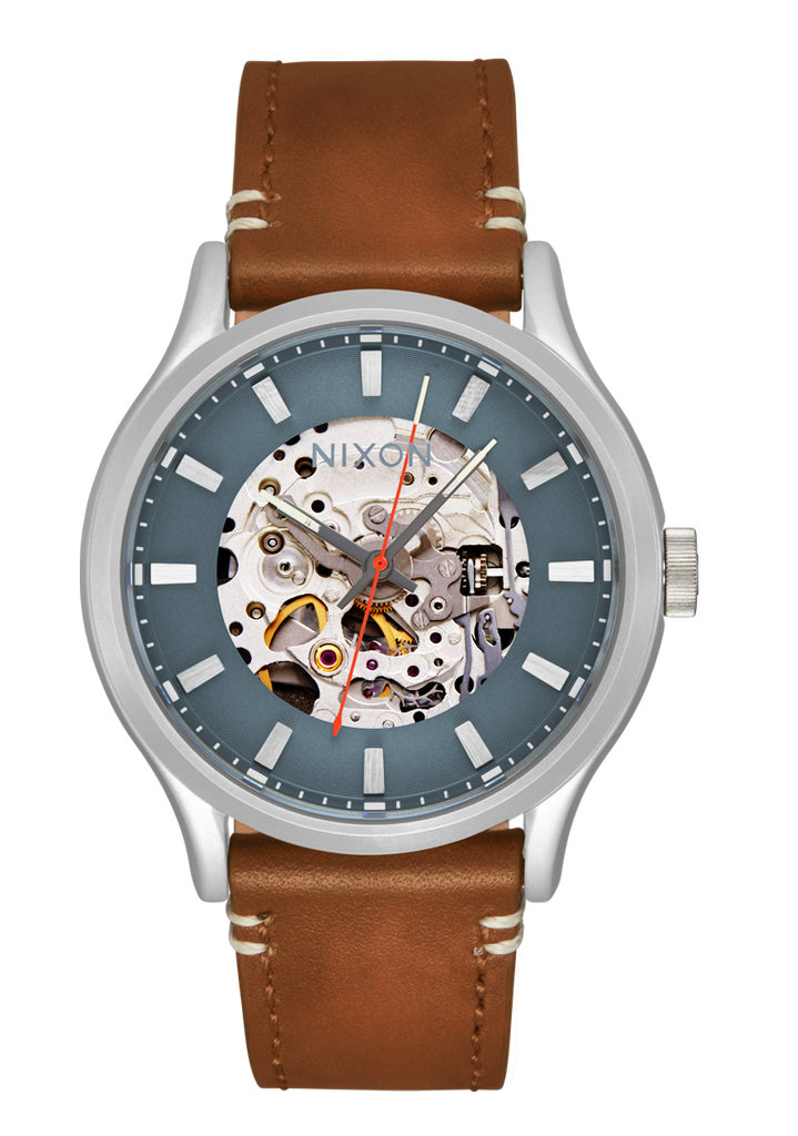 Spectra Leather Watch | Light Gunmetal / Basalt / Sienna | Automatic ...